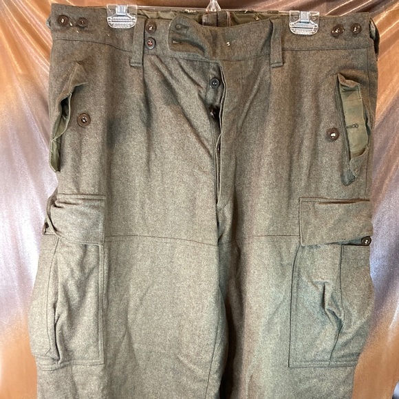 Pants Vintage 4s Olive Green Wool Cargo Hunting Pants 38 Waist Box F Poshmark